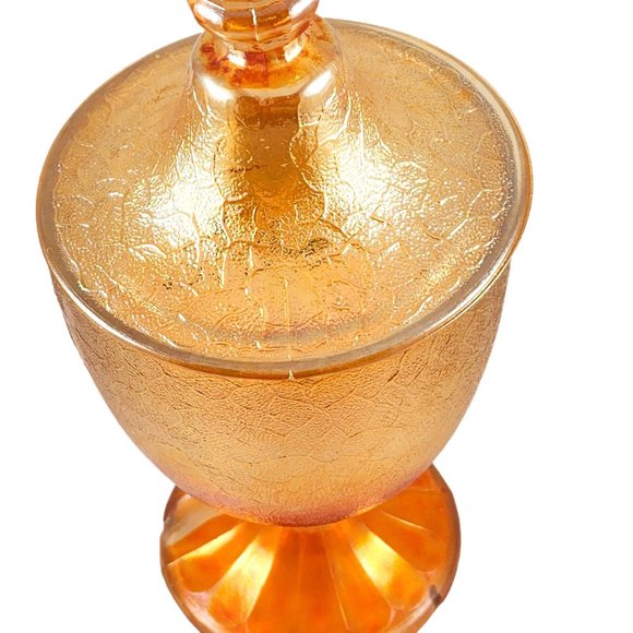 Imperial Glass | Dining | Vintage Marigold Candy Dish Lidded Crackle ...